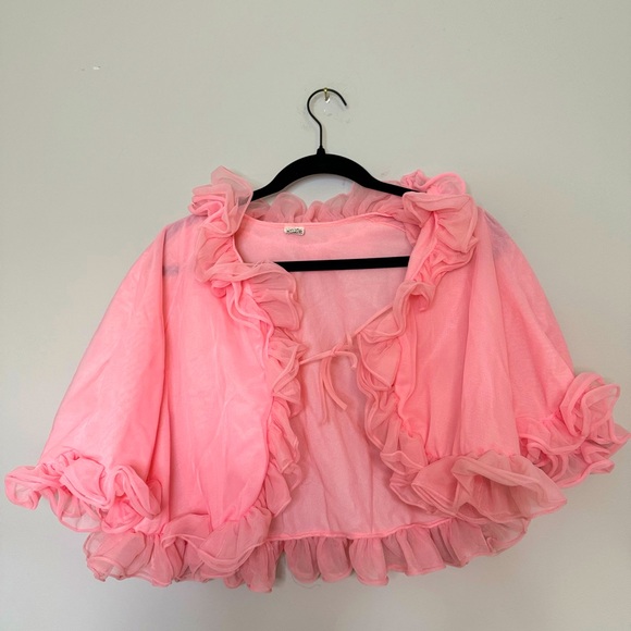 Tops | Rare Vintage Pink Ruffle Blouse | Poshmark
